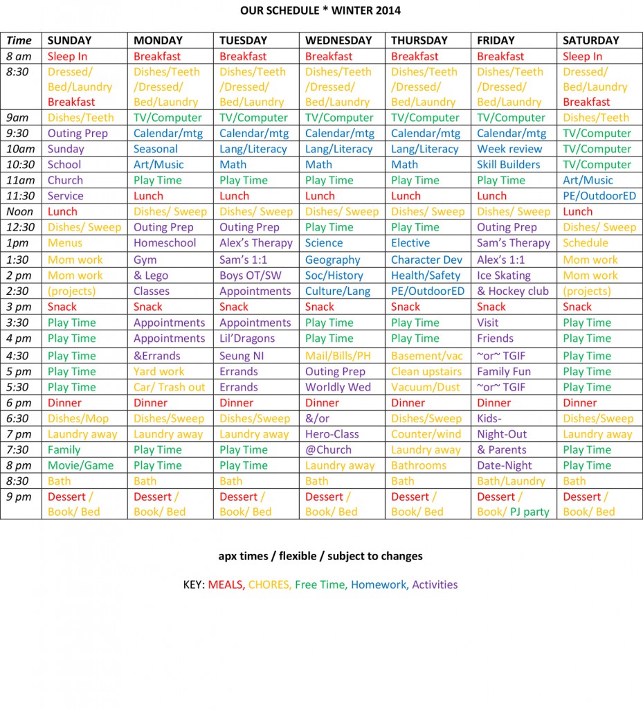 Mi Schedule and Goals
